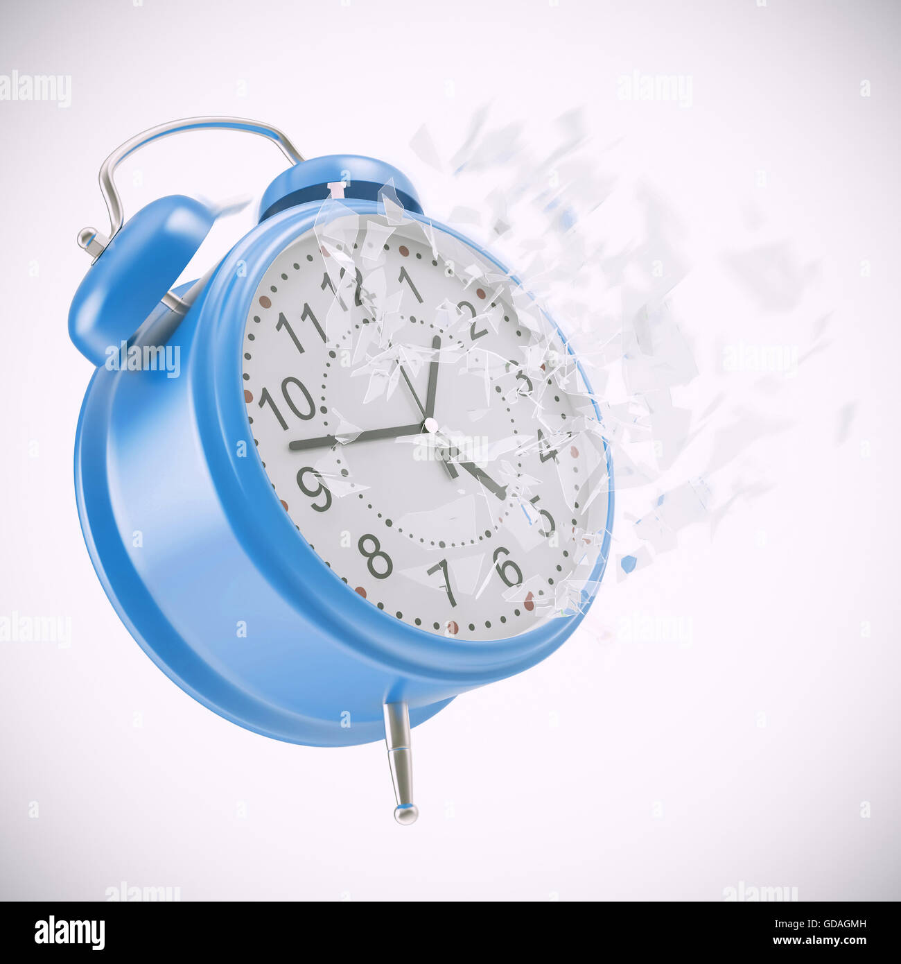 Soaring Clock alarm clock with broken glass shattered into small pieces ...