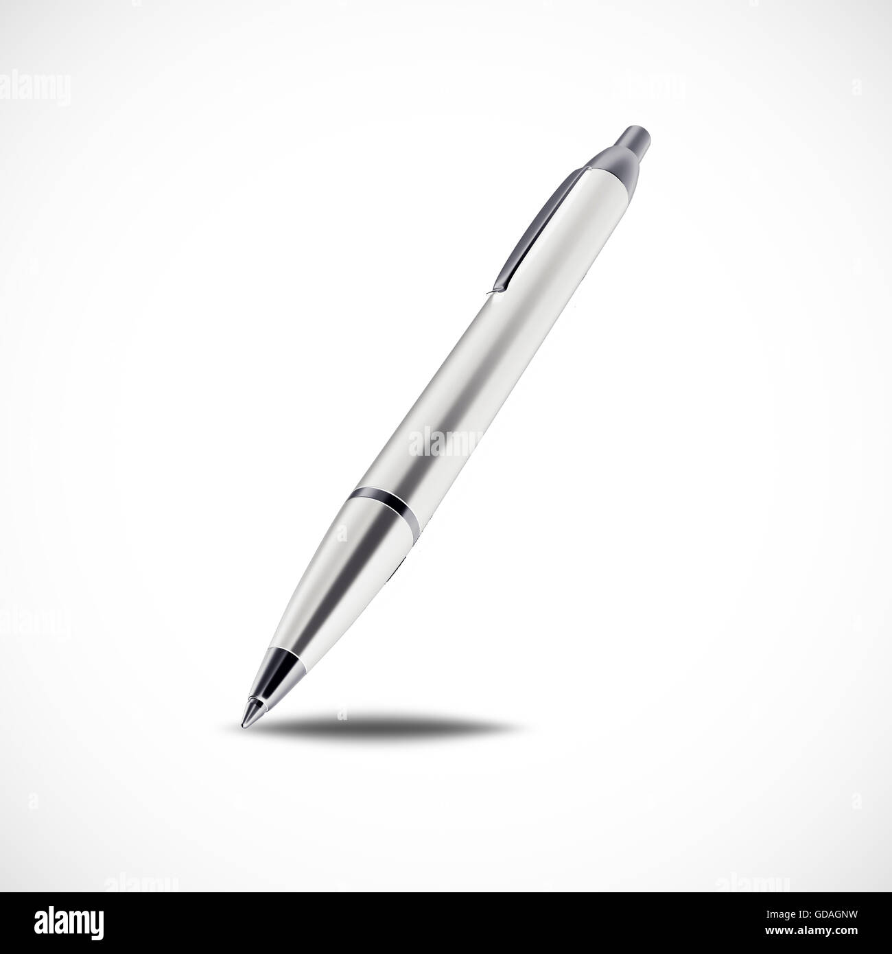 Silver Ballpoint Pen isolated on white background. 3d illustration ...