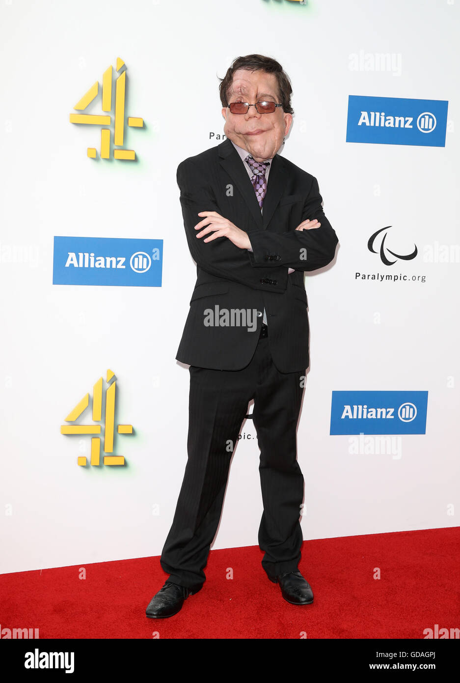 Adam Pearson poses during the Channel 4 Red Carpet Paralympic Launch at ...