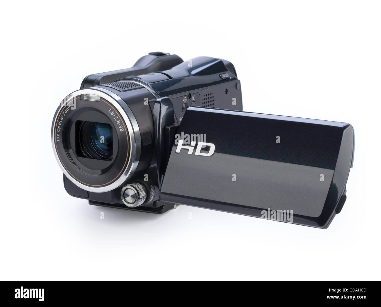Digital video camera isolated on white background Stock Photo - Alamy