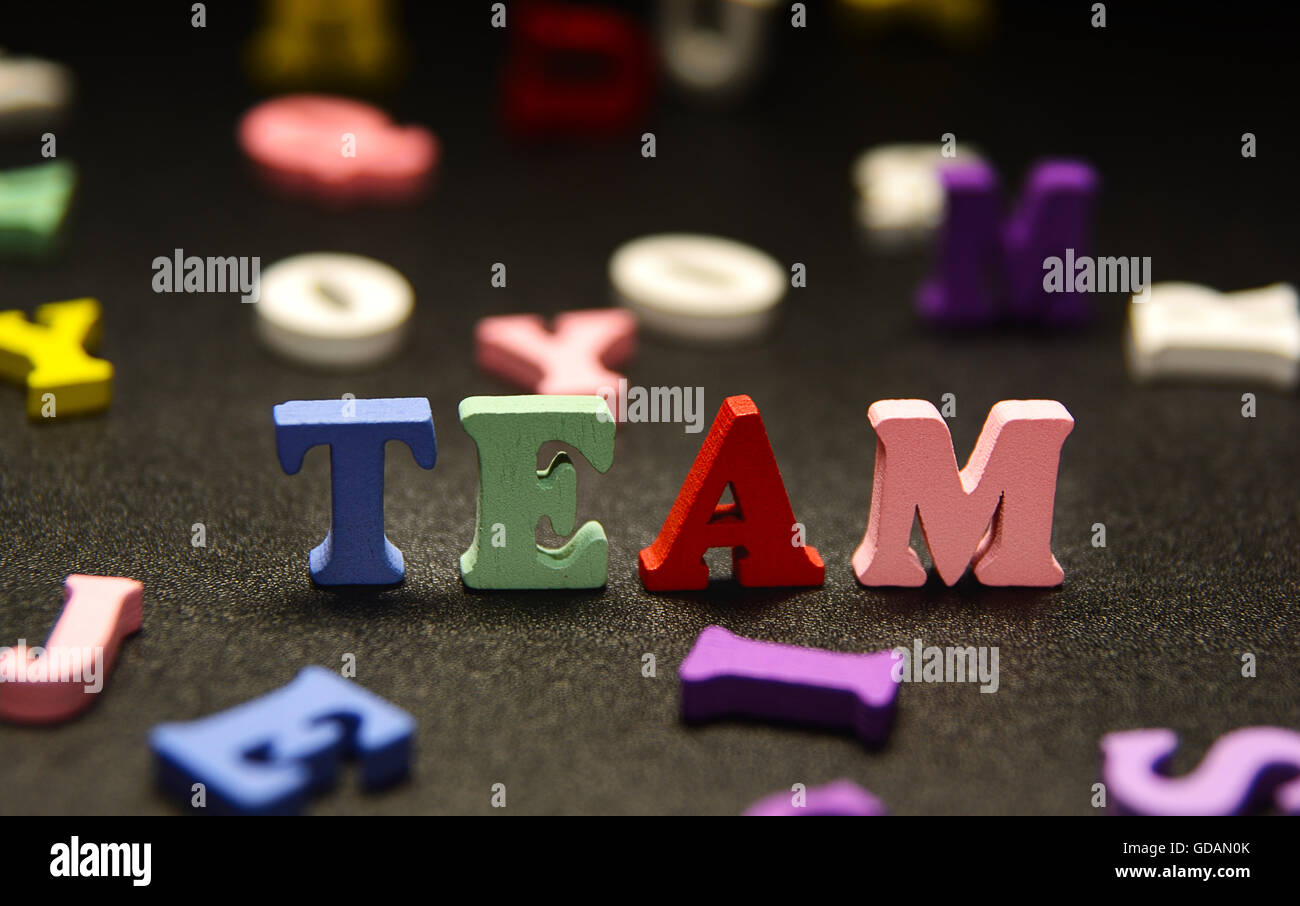 Team word text black hi-res stock photography and images - Alamy