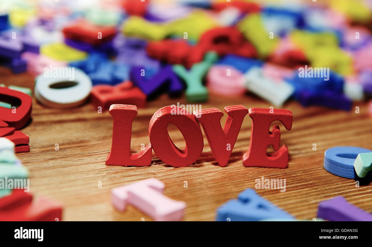 Word love made wood letters hi-res stock photography and images - Alamy