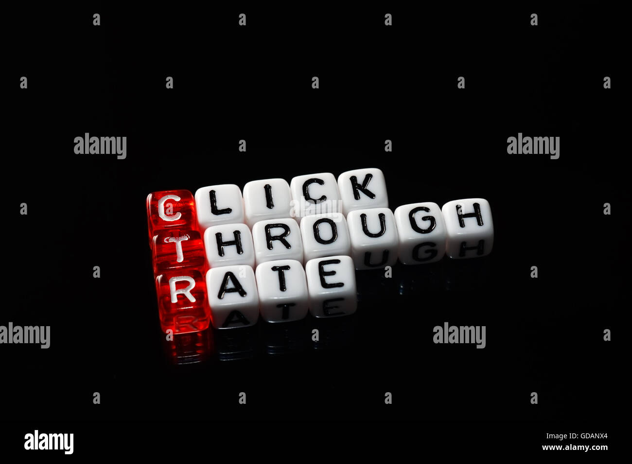 CTR Click Trough Rate text written on dices on black Stock Photo - Alamy