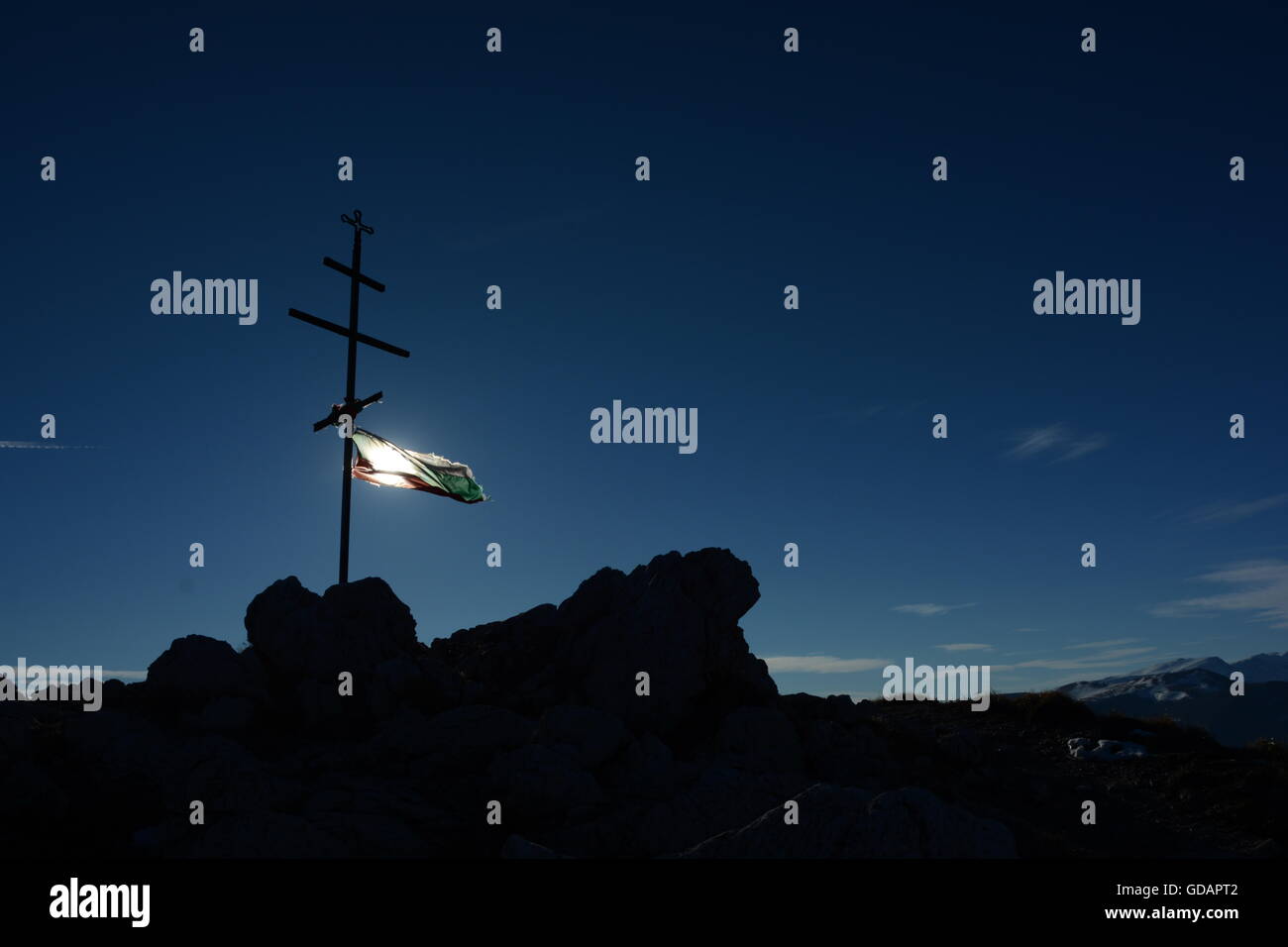 Bulgarian national flag tied on a cross on mountain Stock Photo - Alamy