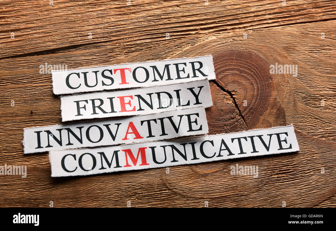 team acronym in business concept, words on cut paper on wood Stock ...