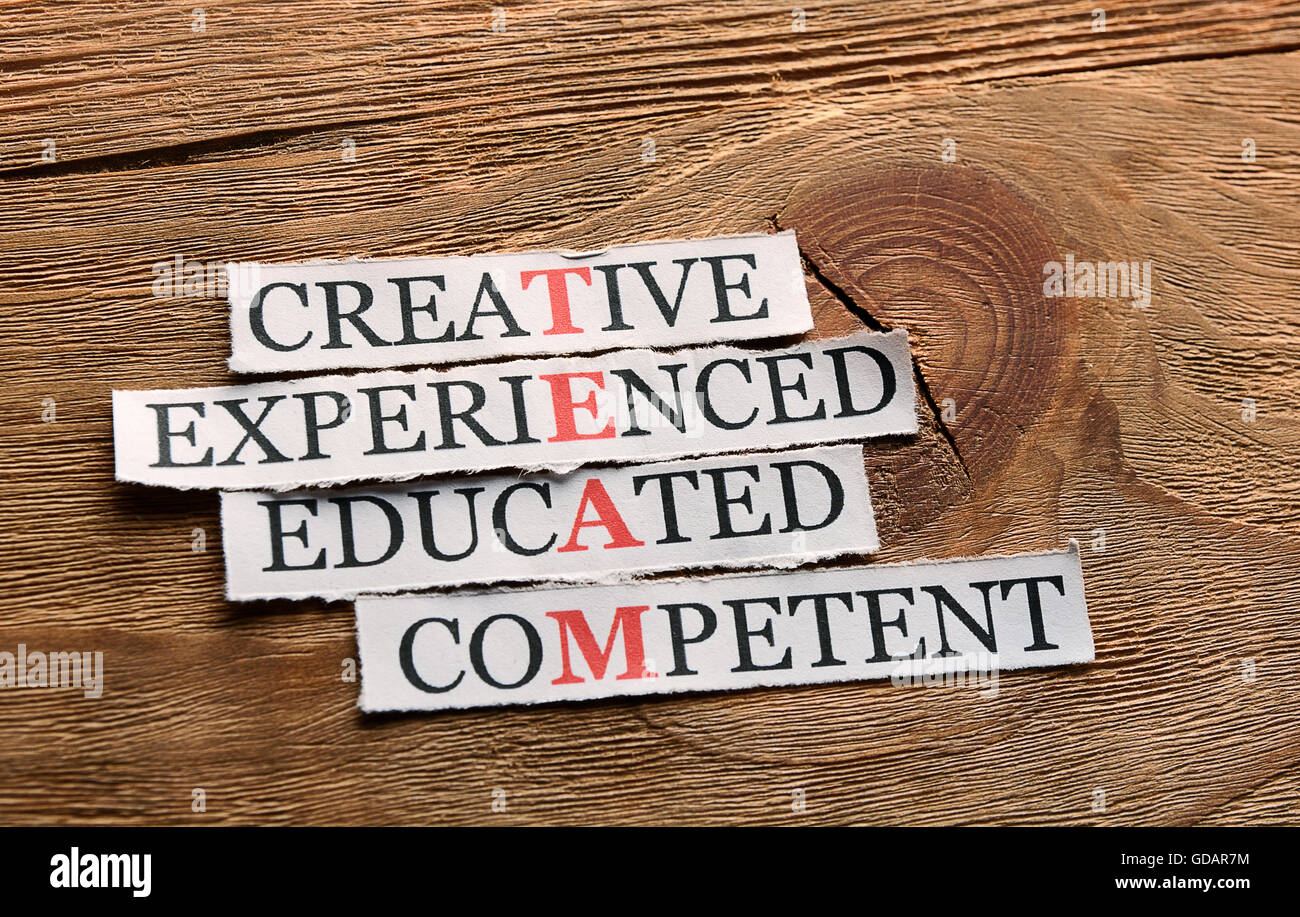 team acronym in business concept, words on cut paper on wood Stock ...