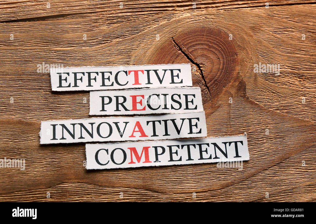 team acronym in business concept, words on cut paper on wood Stock ...