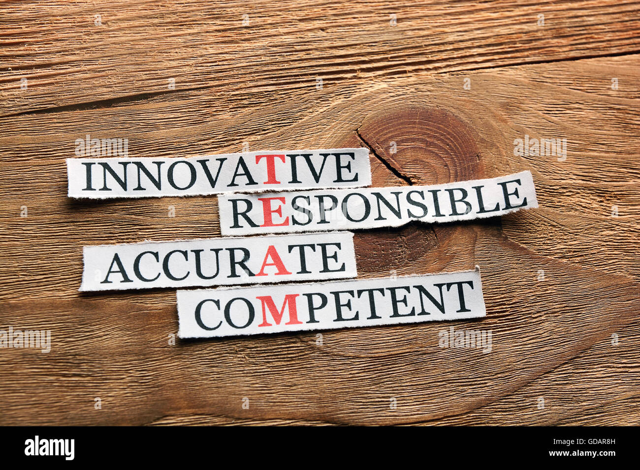 team acronym in business concept, words on cut paper on wood Stock ...