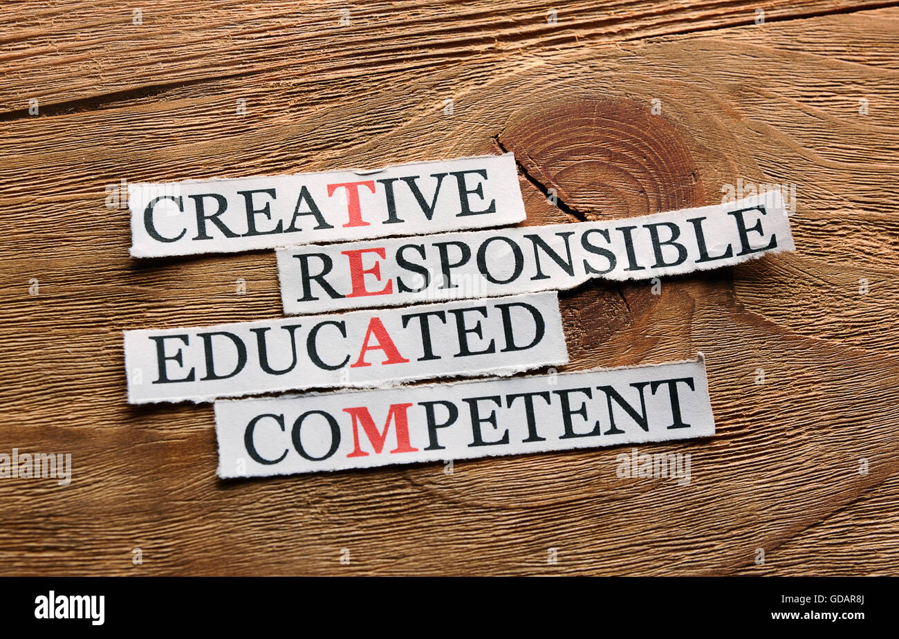 team acronym in business concept, words on cut paper on wood Stock ...