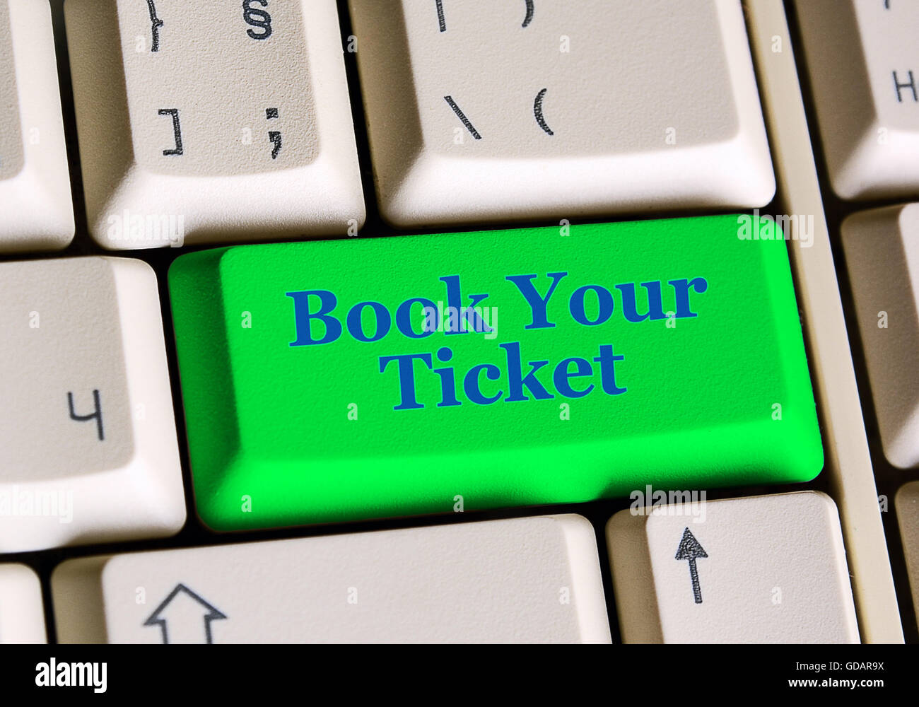Book Your Ticket on computer keyboard - online booking concept Stock ...