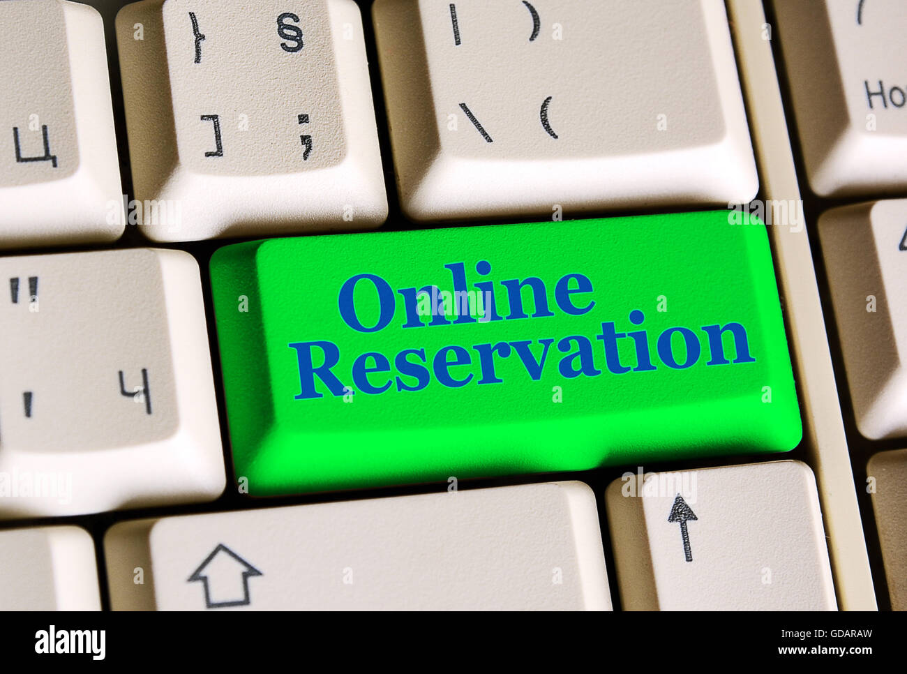 Online Reservation on computer keyboard - online booking concept Stock ...