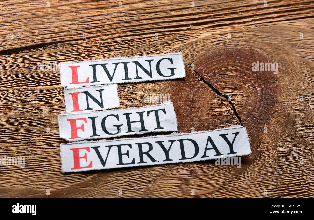 life acronym concept , words on cut paper on wood Stock Photo - Alamy
