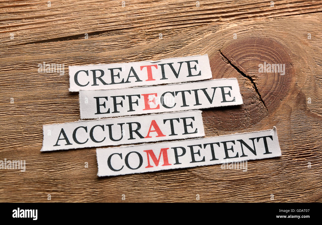 team acronym in business concept, words on cut paper on wood Stock ...