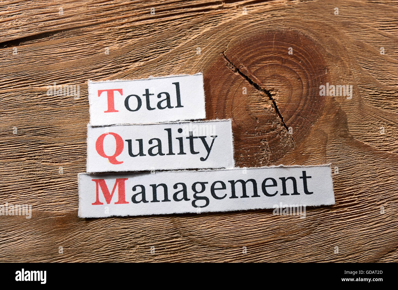 TQM total quality management on paper on wooden background Stock Photo ...