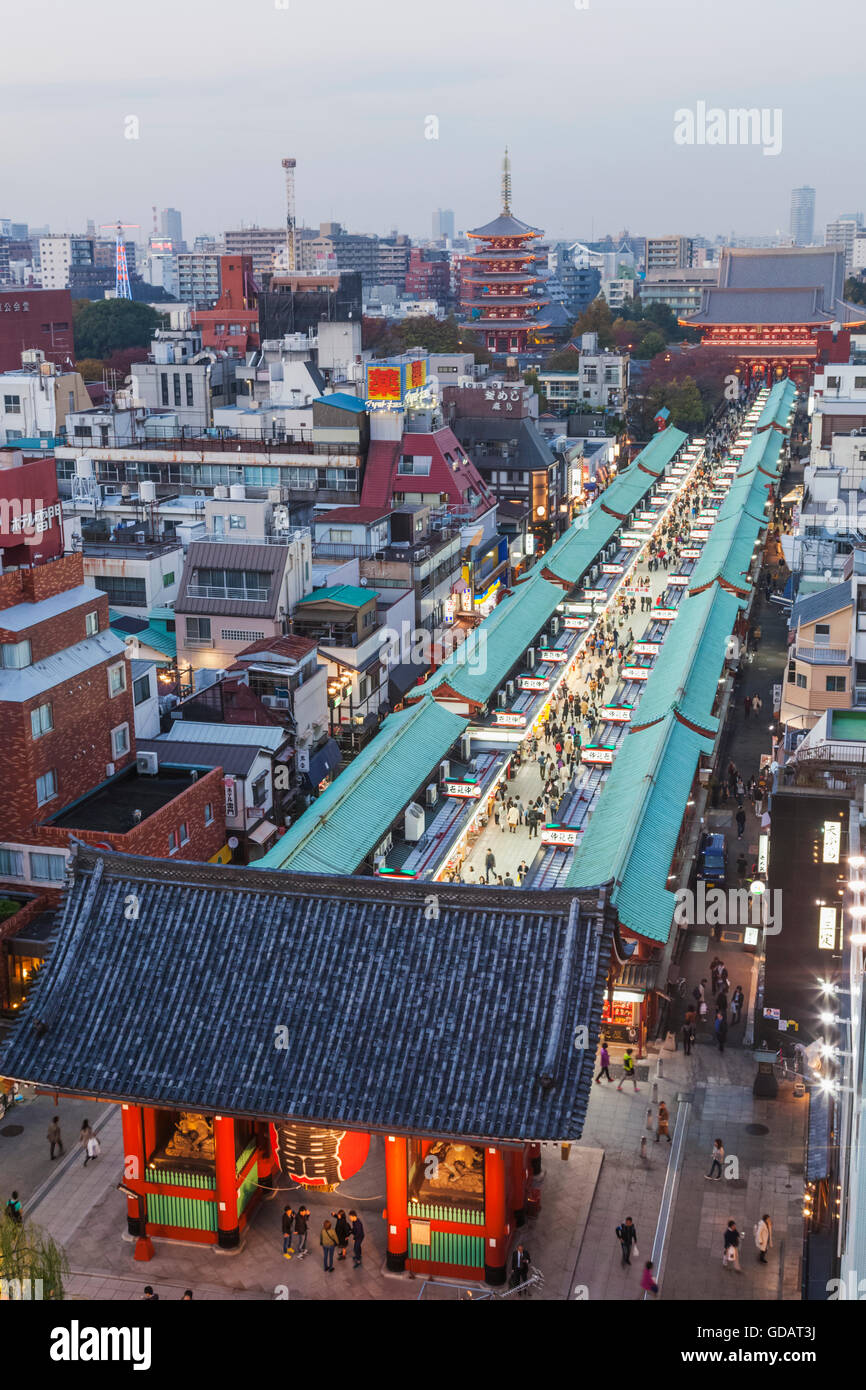 Japan,Honshu,Tokyo,Asakusa,Nakamise Shopping Street and Sensoji Temple ...