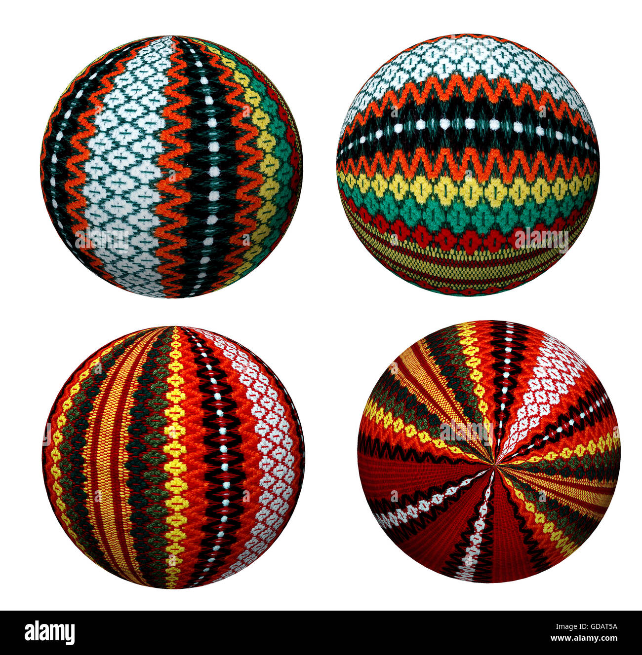 Collection of attractive decorative colored balls made of fabric ...