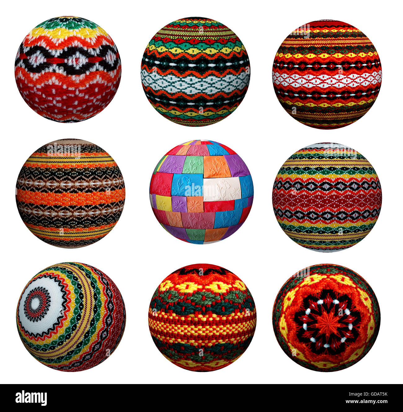 Collection of attractive decorative colored balls made of fabric ...