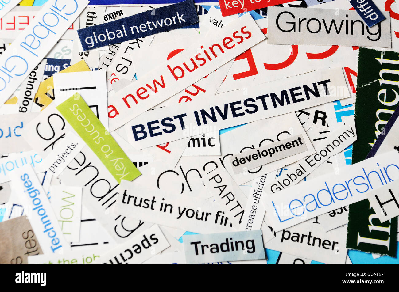 collage of paper headlines about the world economy Stock Photo - Alamy
