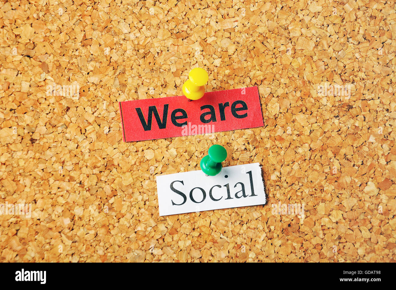 we are social pinned on corkboard Stock Photo - Alamy