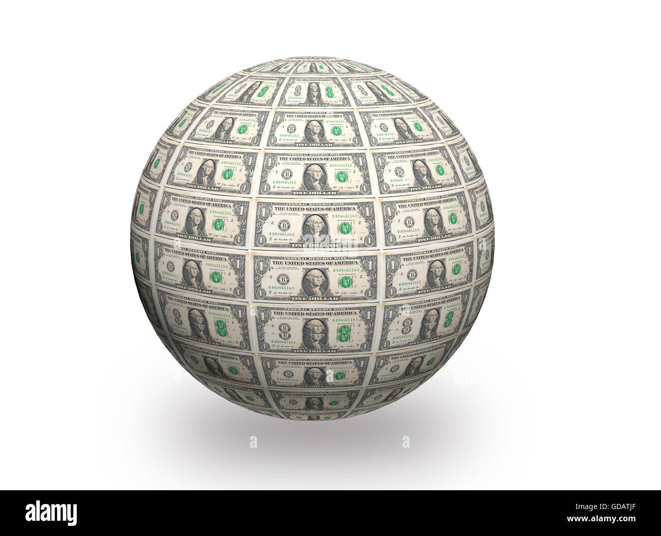 3D Sphere made of one dollar bills on white background Stock Photo - Alamy