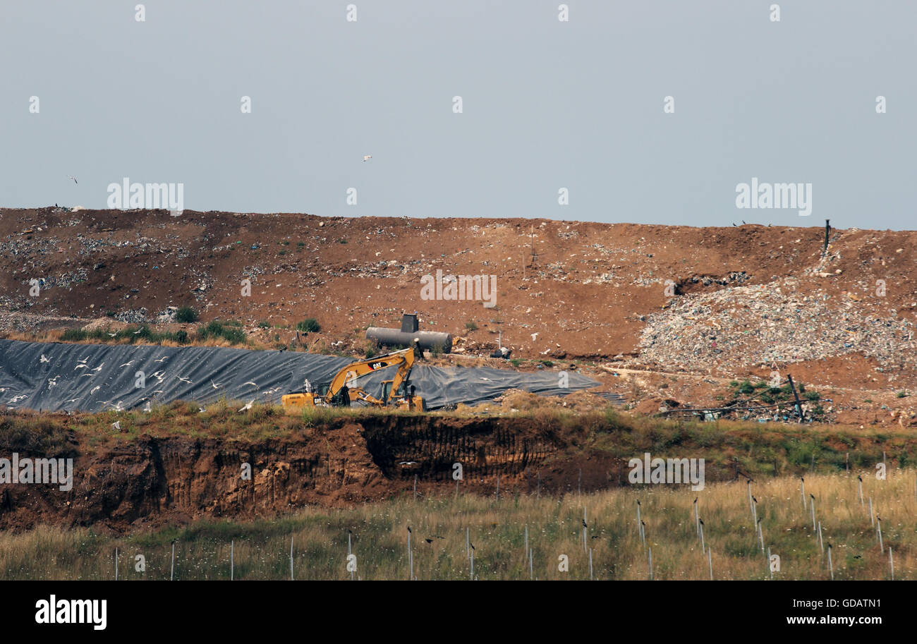 COLLEFERRO, ITALY - JULY 10, 2016: Colle Fagiolara landfill site in the ...