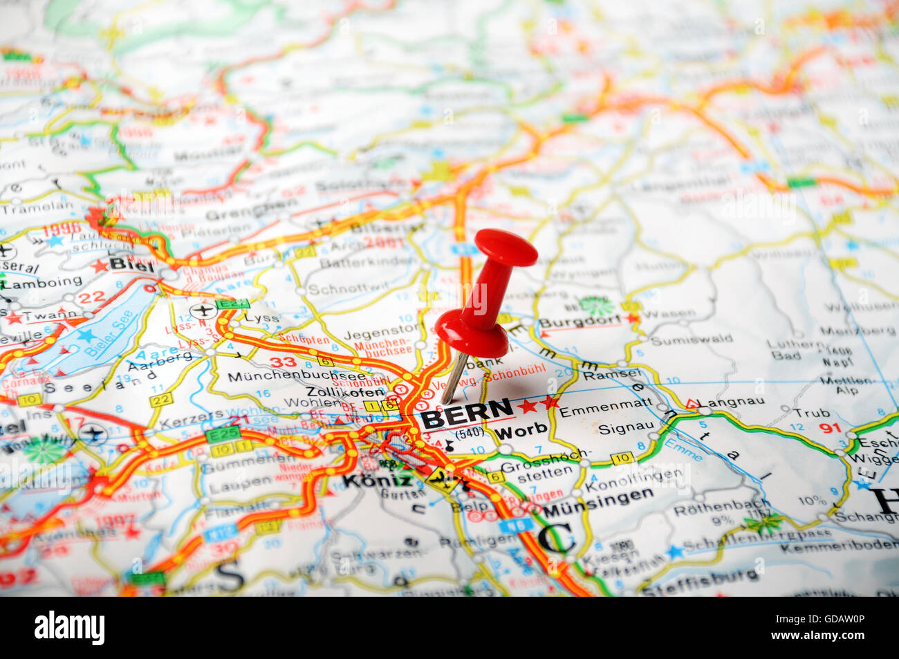 map of Bern, Swiss and red pin Stock Photo - Alamy