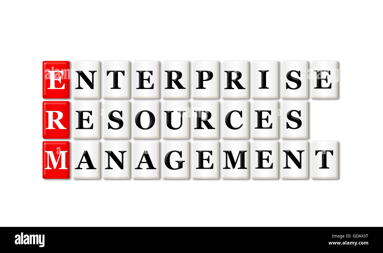 Conceptual ERM Enterprise Resources Management acronym on white Stock ...
