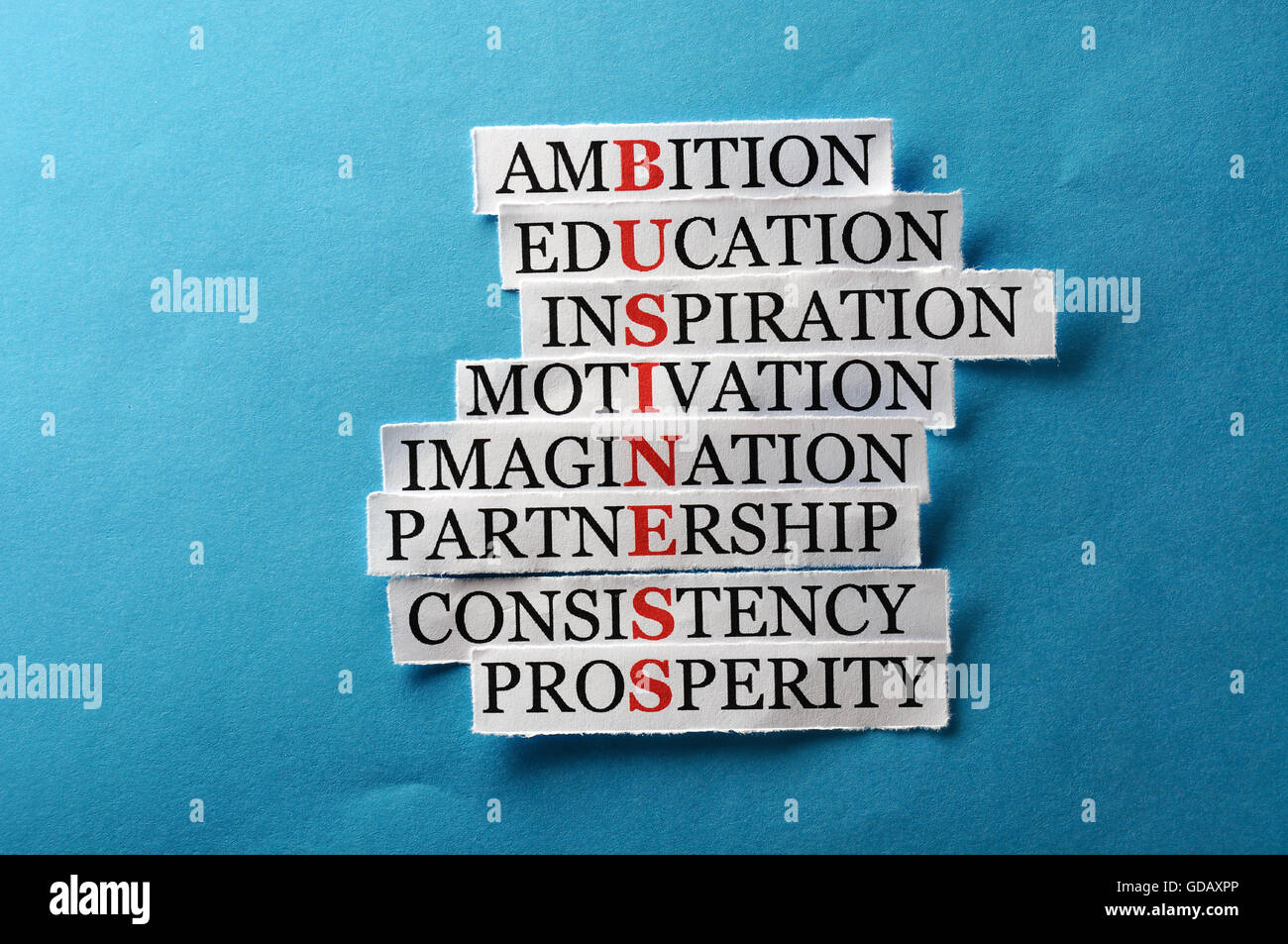 business acronym in business concept, words on cut paper hard light ...