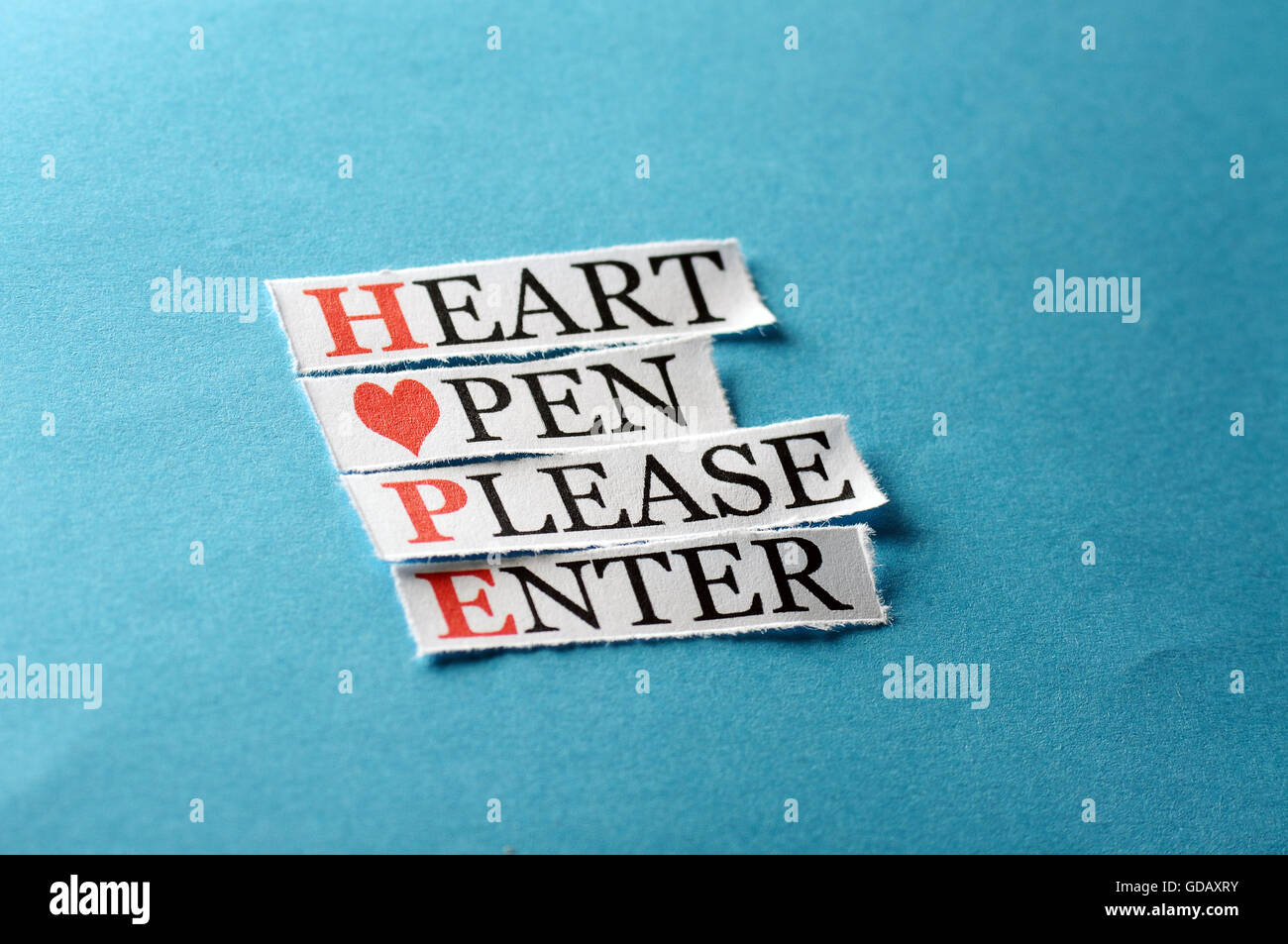 hope acronym concept , words on cut paper hard light Stock Photo - Alamy