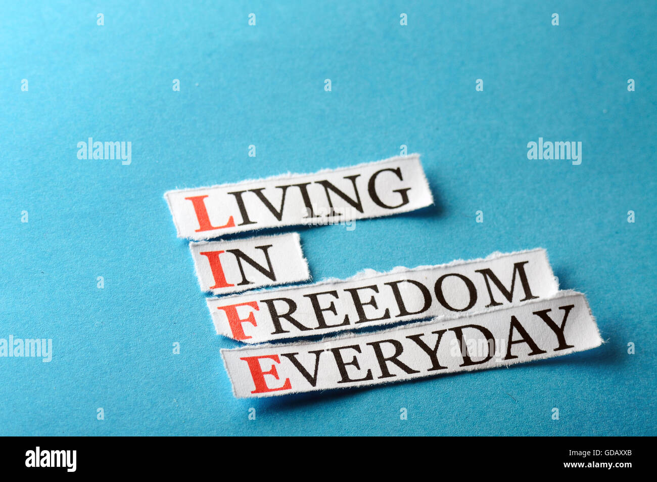 life acronym concept , words on cut paper hard light Stock Photo - Alamy