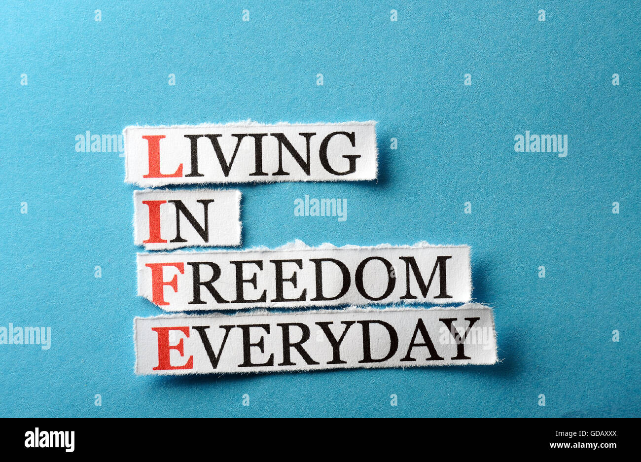 life acronym concept , words on cut paper hard light Stock Photo - Alamy