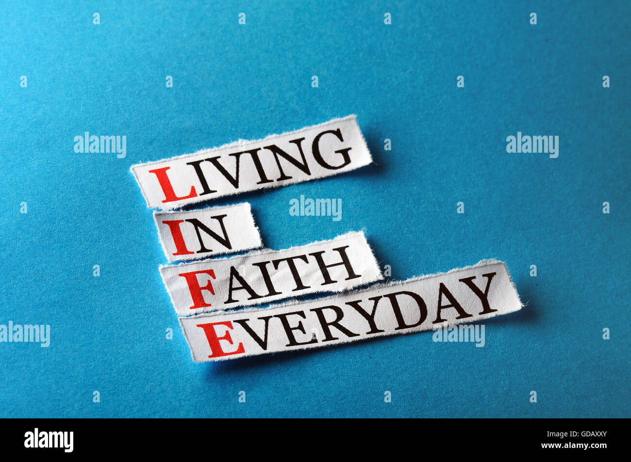 life acronym concept , words on cut paper hard light Stock Photo - Alamy