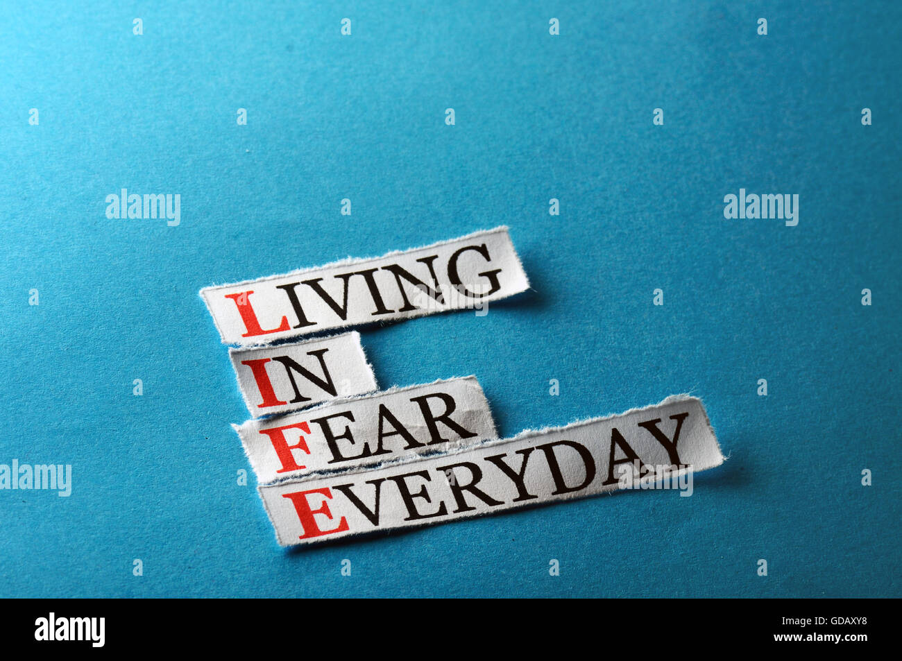 life acronym concept , words on cut paper hard light Stock Photo - Alamy