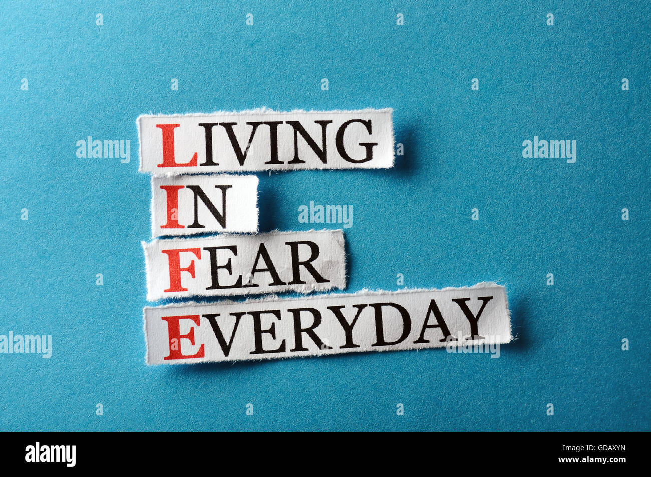 life acronym concept , words on cut paper hard light Stock Photo - Alamy