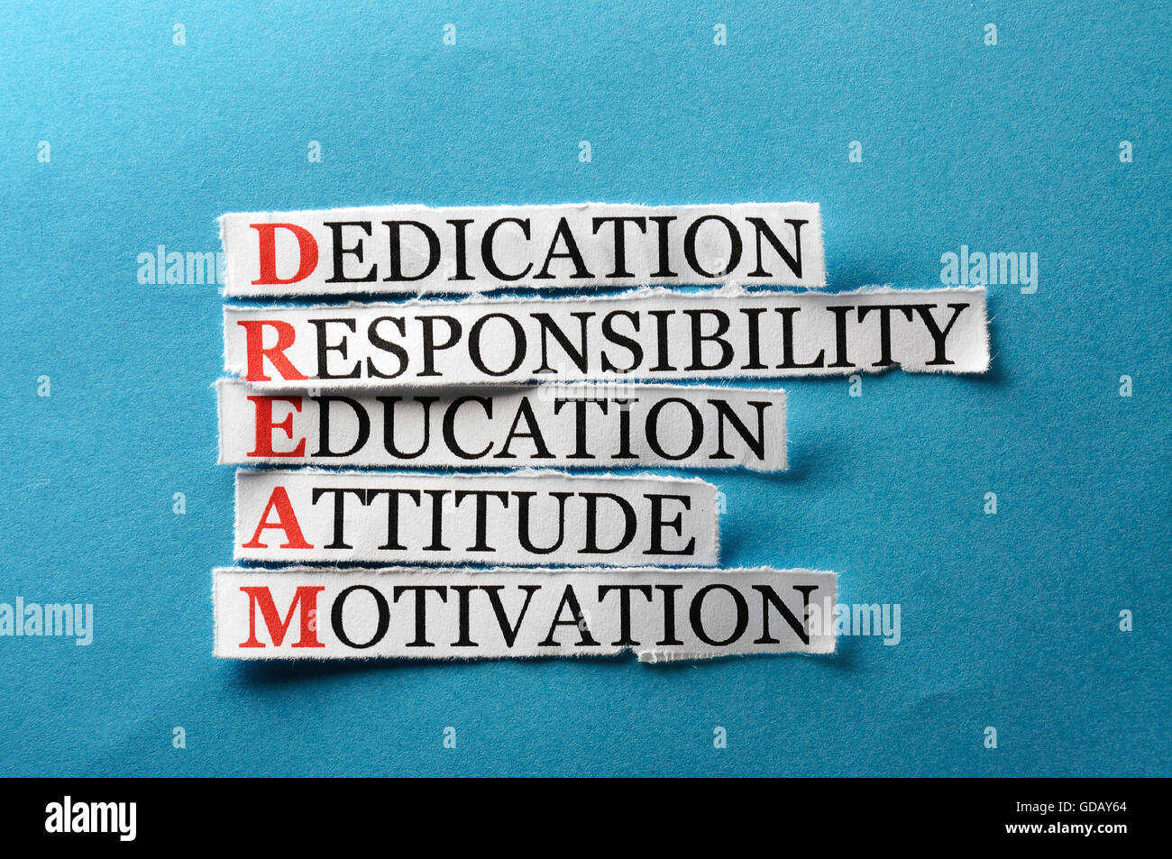 Dream acronym concept , words on cut paper hard light Stock Photo - Alamy