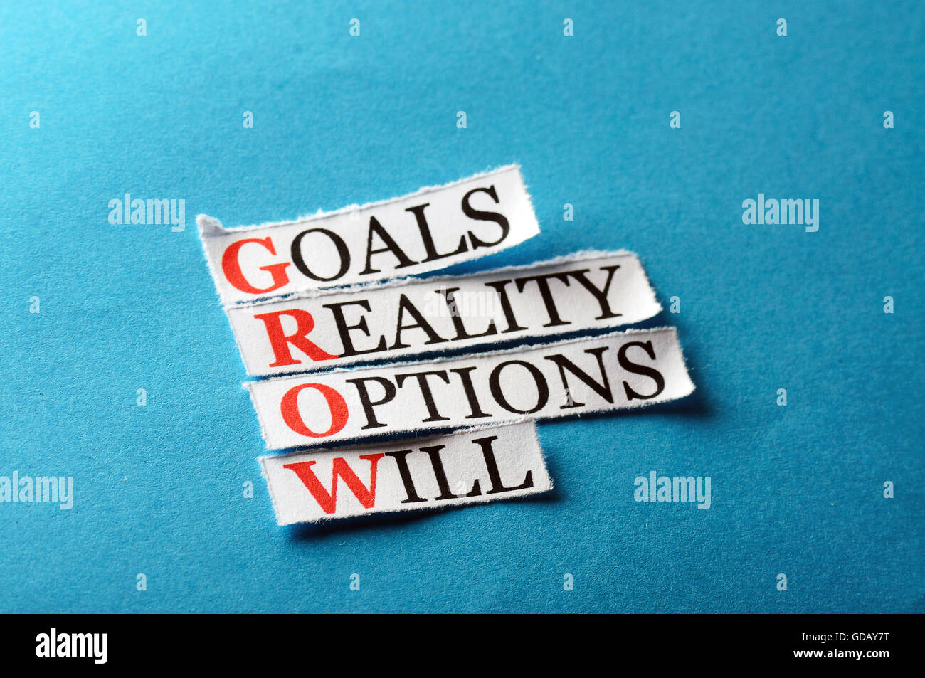 growth acronym in business concept, words on cut paper hard light Stock ...