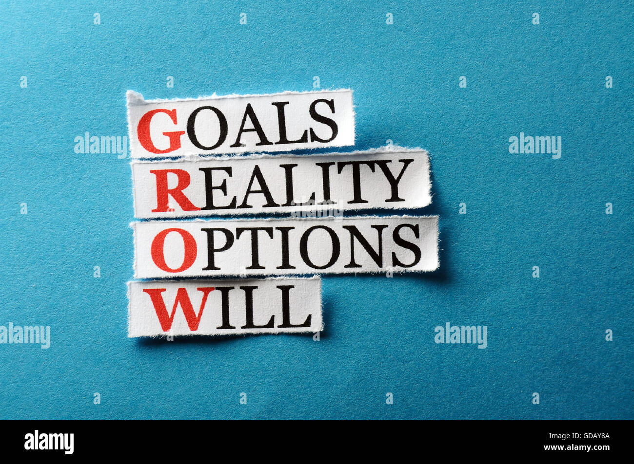 grow acronym in business concept, words on cut paper hard light Stock ...