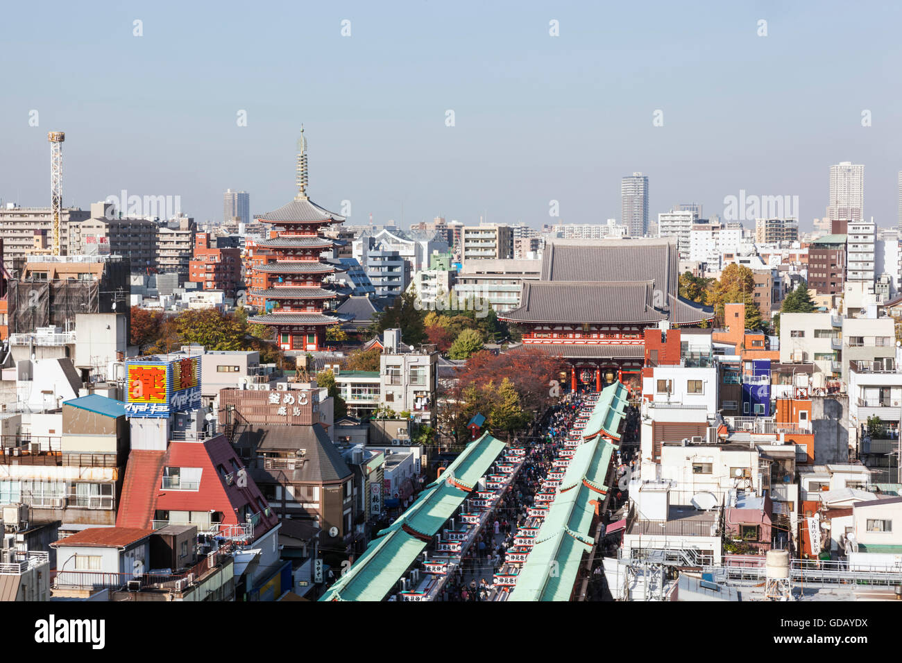 Japan,Honshu,Tokyo,Asakusa,Nakamise Shopping Street and Sensoji Temple ...