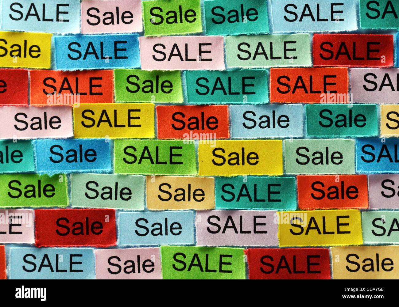 Sale Word Cloud printed on colorful paper Stock Photo - Alamy