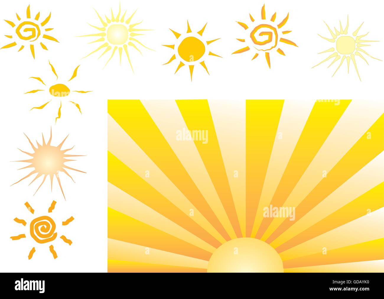 Different styles of sun illustrations in vector format Stock Vector ...