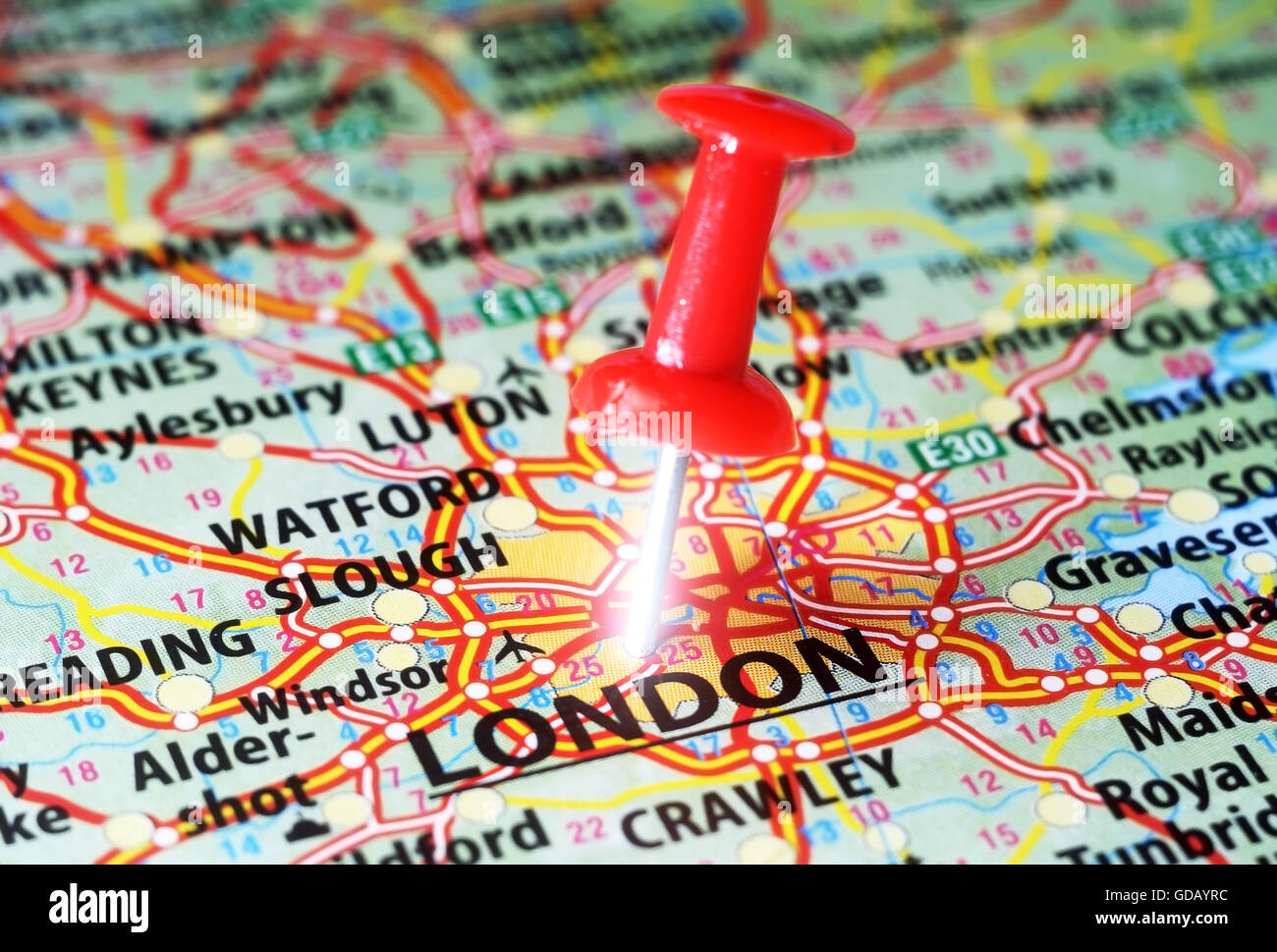 Close up of London ,United Kingdom map and red pin - Travel concept ...