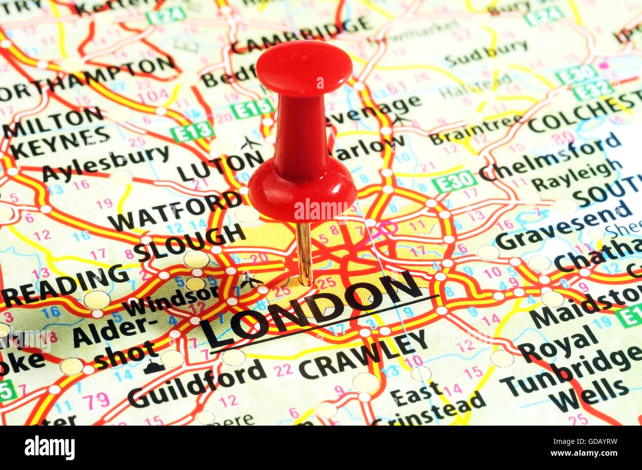 Close up of London ,United Kingdom map and red pin - Travel concept ...