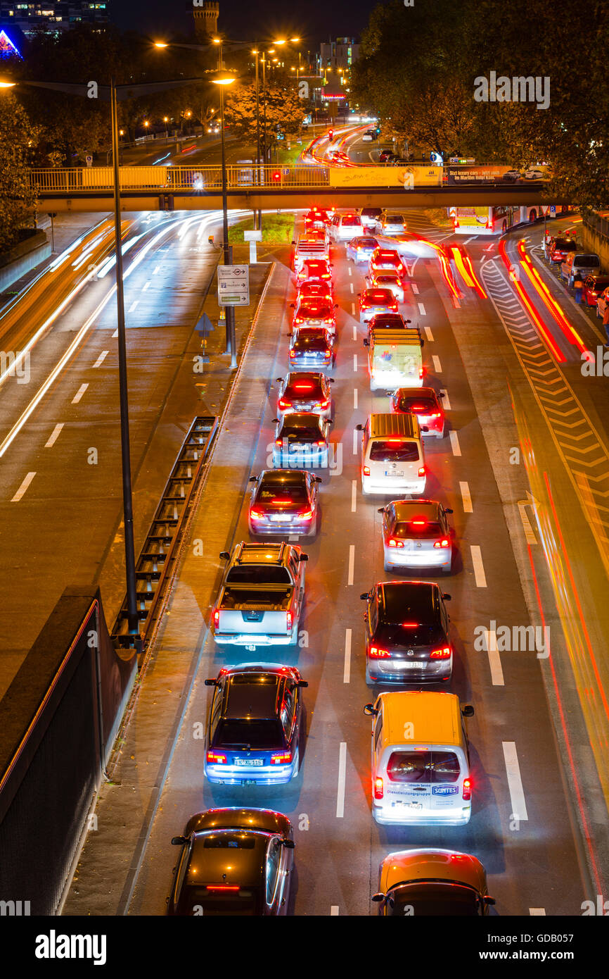 Cars,Automobiles,rush-hour,traffic,blur,brake lights,Germany,Europe ...