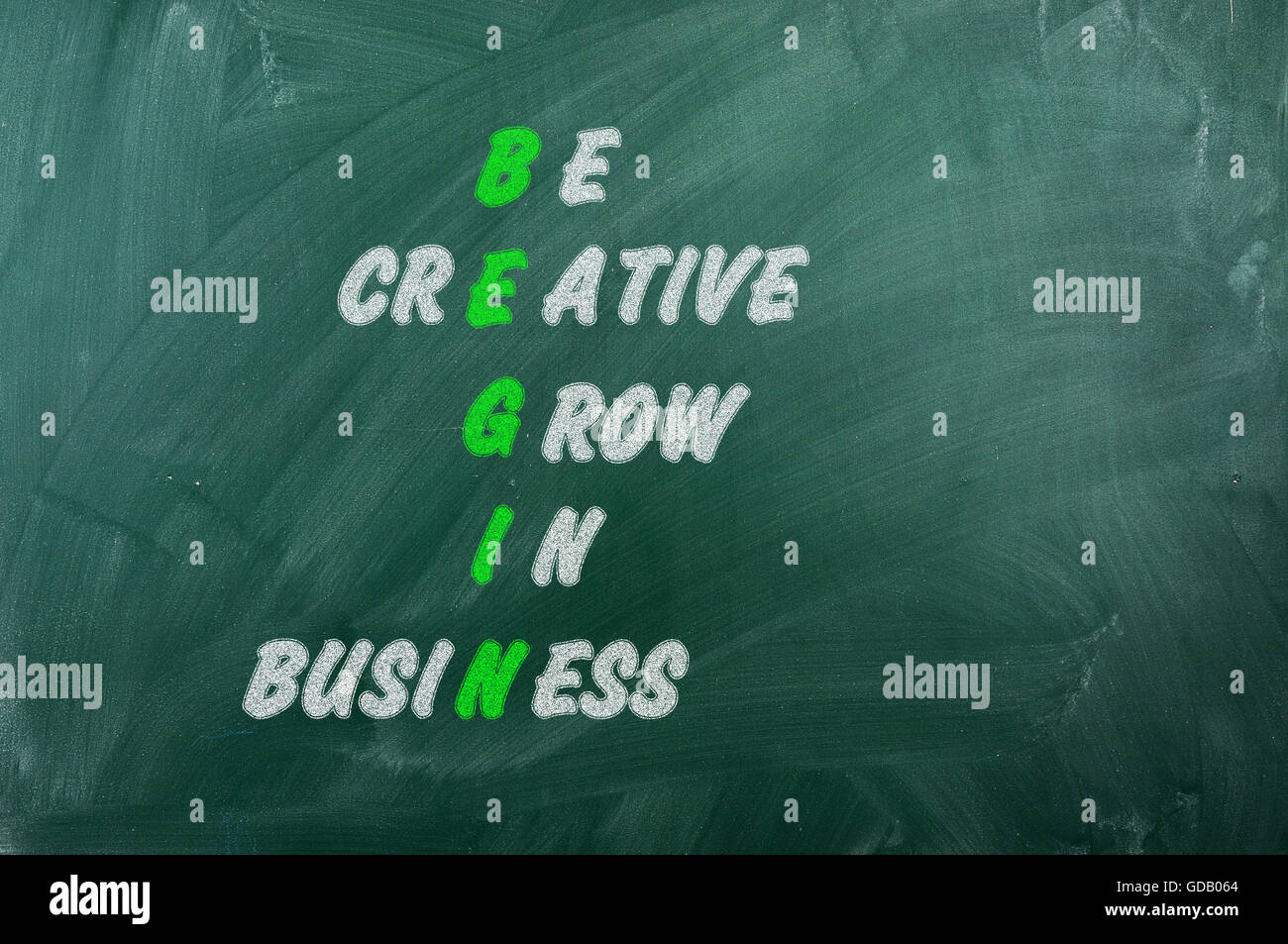 Acronym of Begin - Be Creative Grow In Business Stock Photo - Alamy