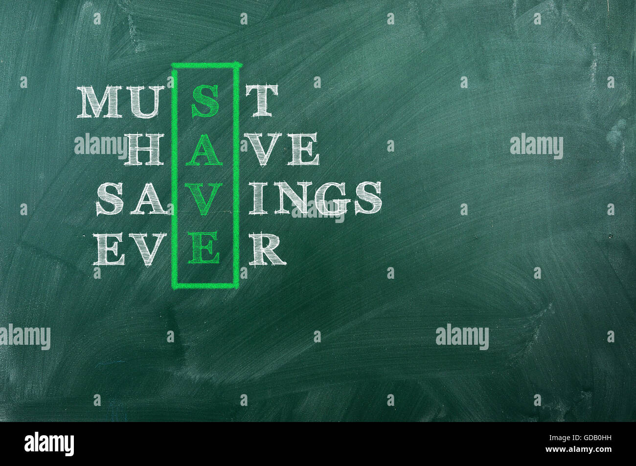Acronym of Save - Must Have Savings Ever Stock Photo - Alamy