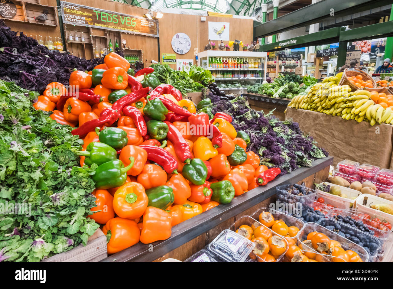 England,London,Southwark,Borough Market,Vegetable Shop Display of ...