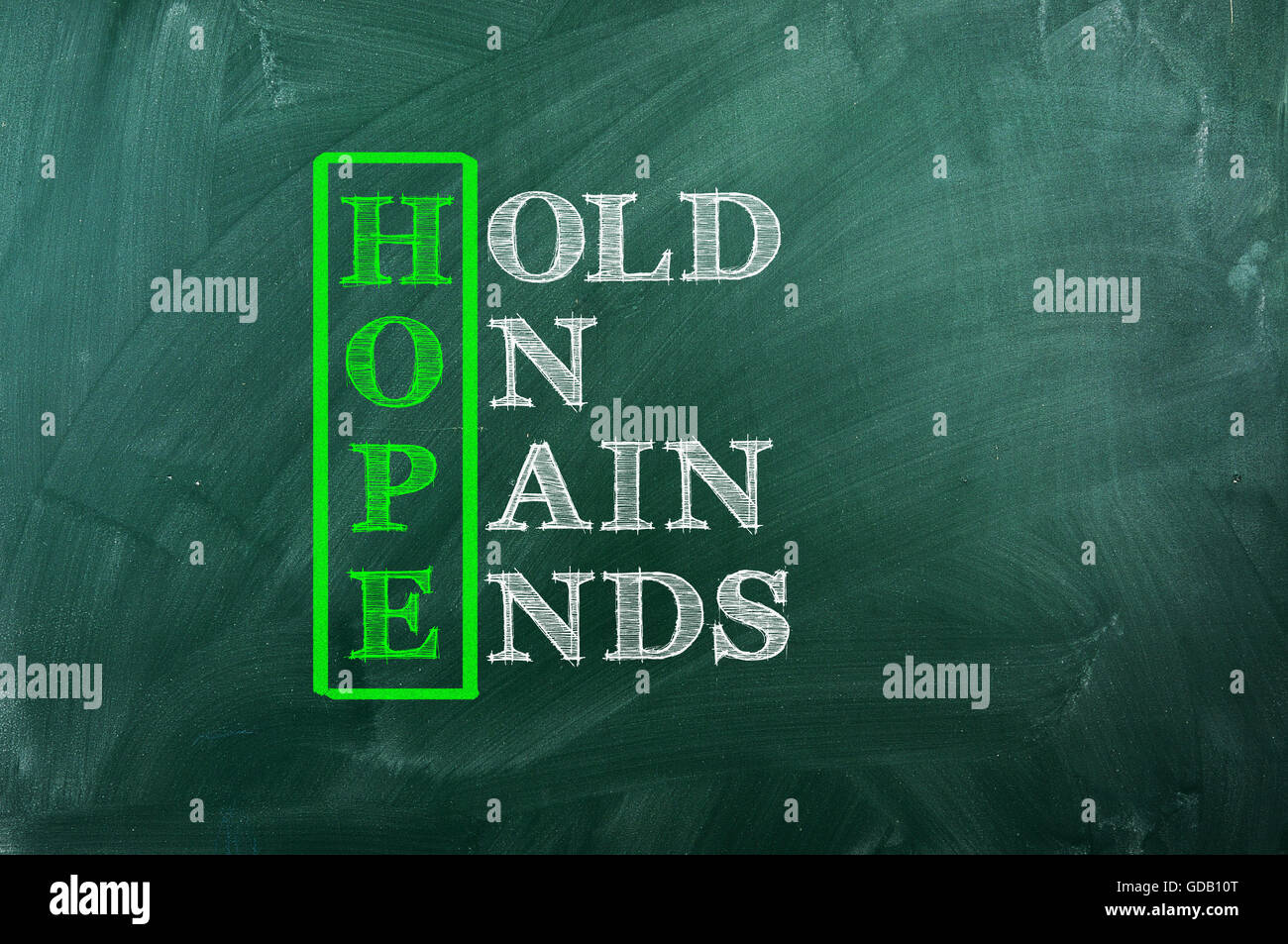 Acronym of Hope written on green chalkboard Stock Photo - Alamy