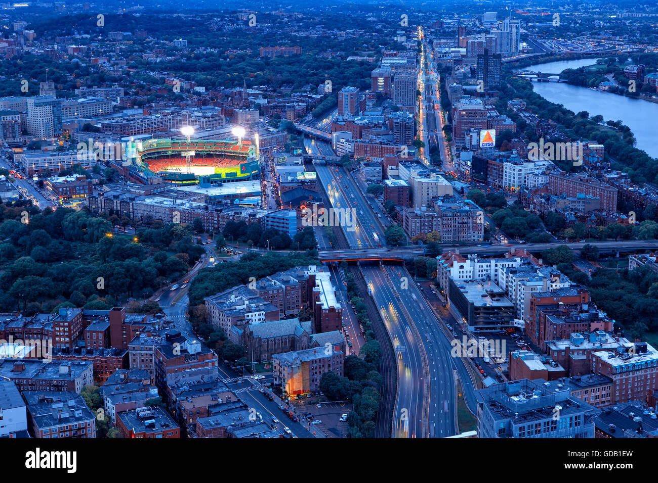 Boston and Base-ball stadium at night Stock Photo - Alamy