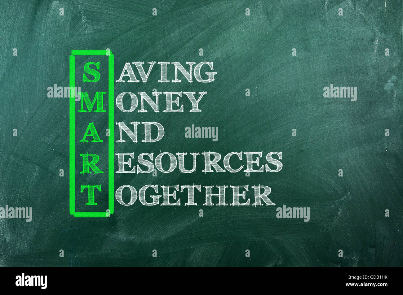 acronym of Smart and other relevant words on green chalkboard Stock ...