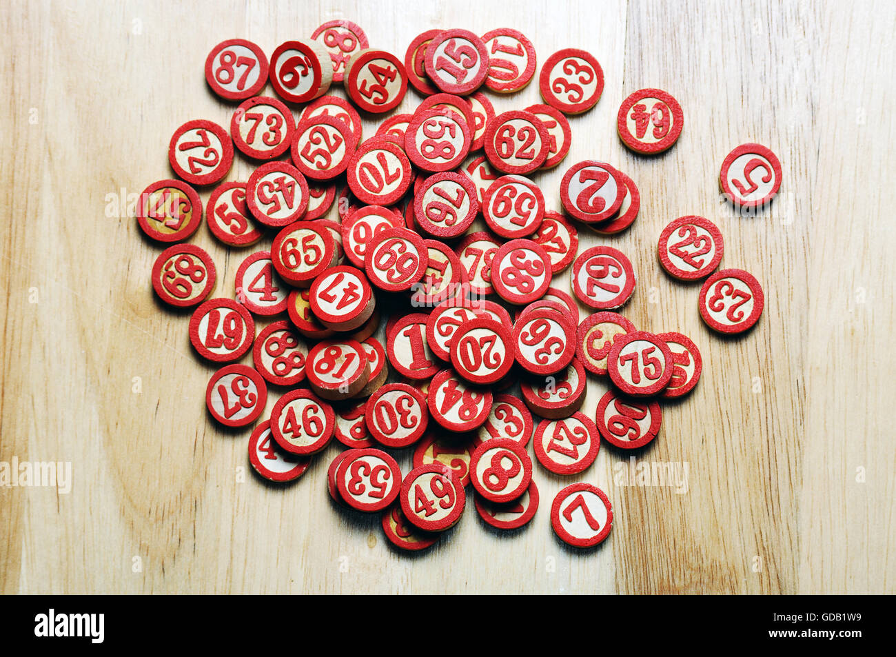 Wooden numbers, random choice. Lucky concept Stock Photo - Alamy